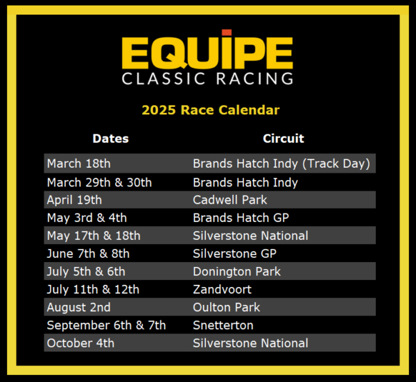 2025 Calendar – Equipe Classic Racing